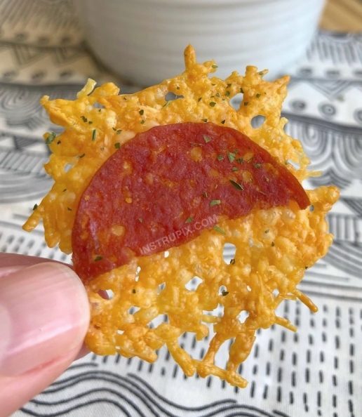 Keto Snack Idea: 2 Ingredient Pizza Chips!