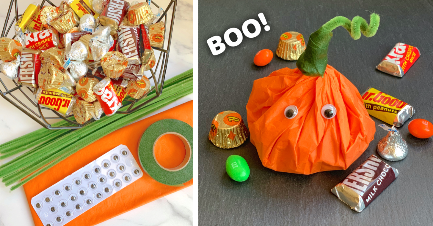 {Halloween Party Idea} Tissue Paper Pumpkin Goody Bags