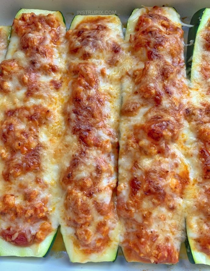Chicken Parmesan Stuffed Zucchini Boats Easy And Low Carb