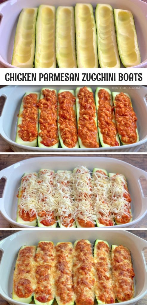 Chicken Parmesan Stuffed Zucchini Boats Easy And Low Carb