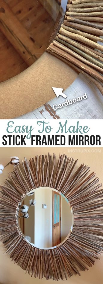 Cheap & Easy DIY Stick Framed Mirror (That looks Expensive!)