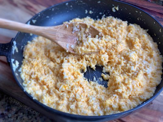 Easy Cheesy Cauliflower Rice (Yummy Low Carb Side Dish)