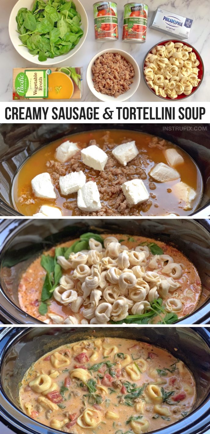 Slow Cooker Creamy Tortellini & Sausage Soup - Instrupix