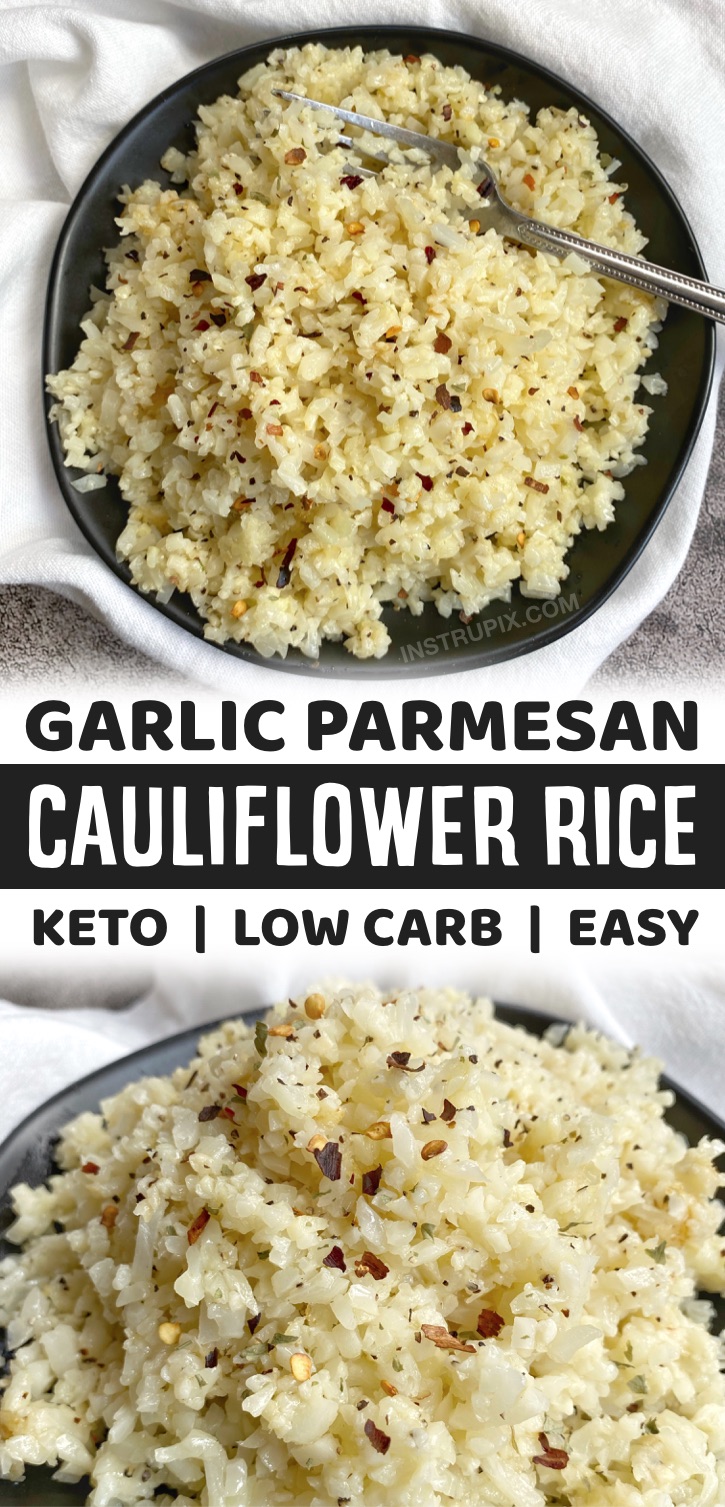 Garlic Parmesan Cauliflower Rice (Keto & Low Carb)