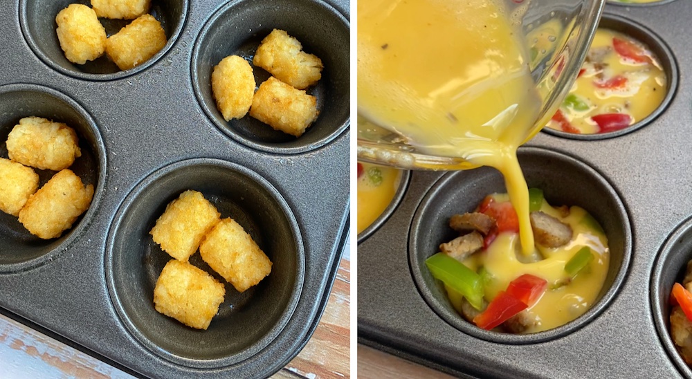 Mini Breakfast Omelets (Egg Muffins With A Tater Tot Crust)