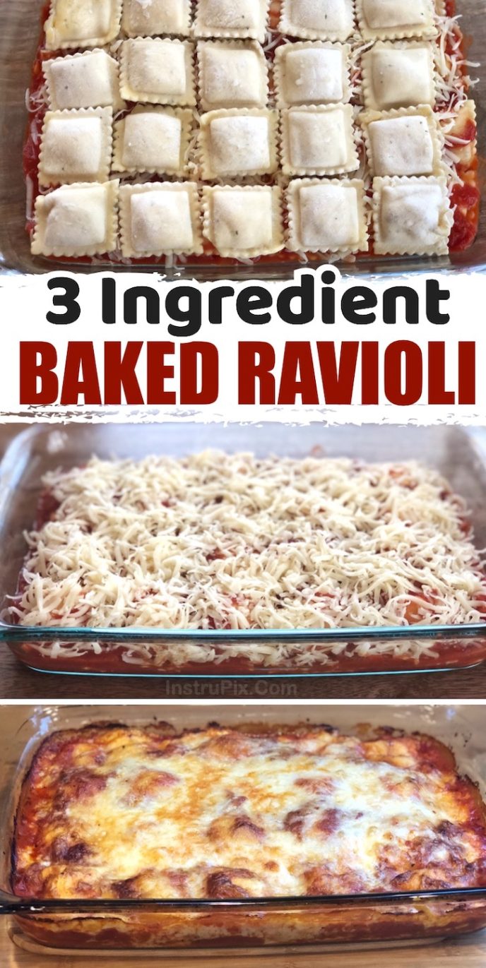 Cheesy Baked Ravioli Casserole (Lazy Lasagna)