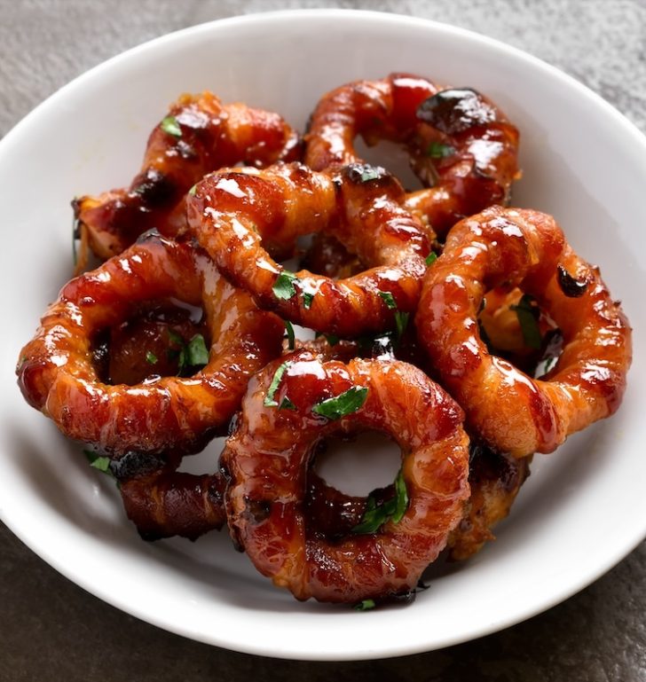Crispy Bacon Wrapped Onion Rings